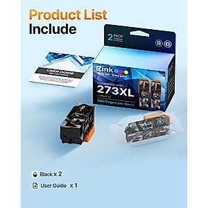 E-Z Ink (TM) Remanufactured Ink Cartridge Replacement for Epson 273XL 273 XL T273XL to use with XP-520 XP-600 XP-610 XP-620 XP-810 XP-820 Printer (2 Black) 2 Pack