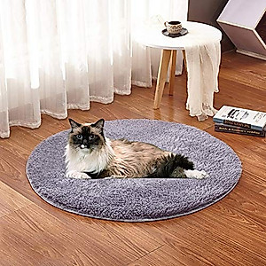 VINGVO Pet Heating Pad, Cat Plush Mat Dog Cat Electric Heated Blanket Mat, 40cm Round Heated Mat Plush Electric Cat Bed Warmer with USB Charging Interface for Small Dogs, Silver Gray