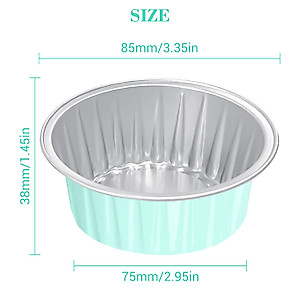 AOSYCO Dessert Cups, 100pcs 4 Colors Mixed Cupcake Containers, 5oz 125ml Disposable Aluminum Foil Pans Ramekins, Baking Cups, Muffin Liners with Lids