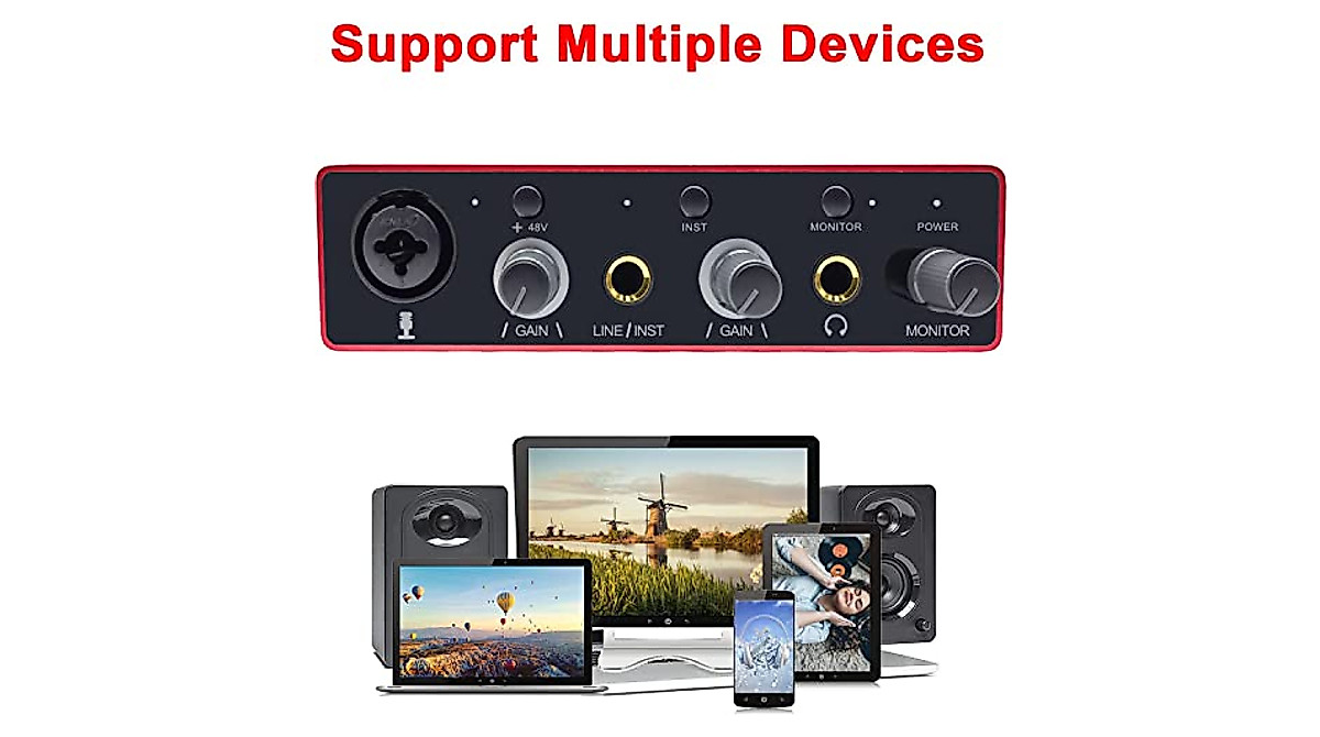 USB Audio Interface with Mic Preamp for Professional Recording