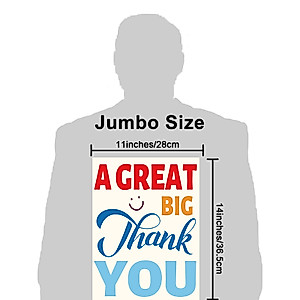 3 PCS Giant Thank You Greeting Cards Big 14 x 22 Inch Size Large Gratitude Giant Cards with Envelopes Thanks for Birthday Party Baby Shower Wedding Jumbo Gifts for Boys Girls