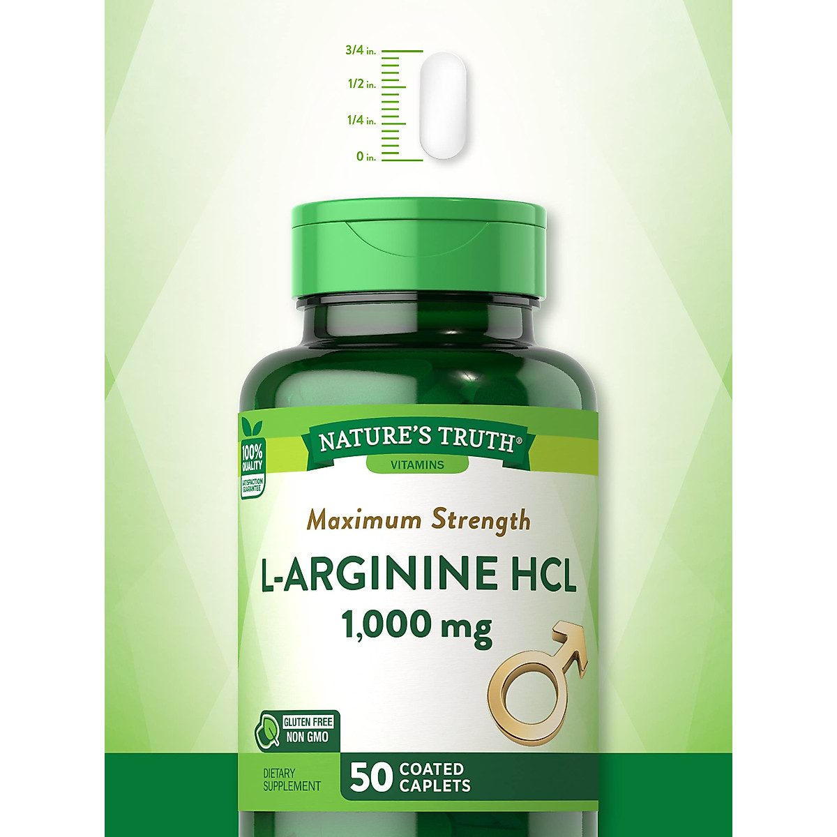 L-Arginine HCL 1000mg | 50 Caplets | Essential Amino Acid Supplement | Non-GMO & Gluten Free | by Nature's Truth