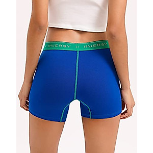 INNERSY Women's 4" Inseam Boxers Briefs Cotton Boyshorts Underwear Ladies Panties 3-Pack(Blue Nude Trio,Small)