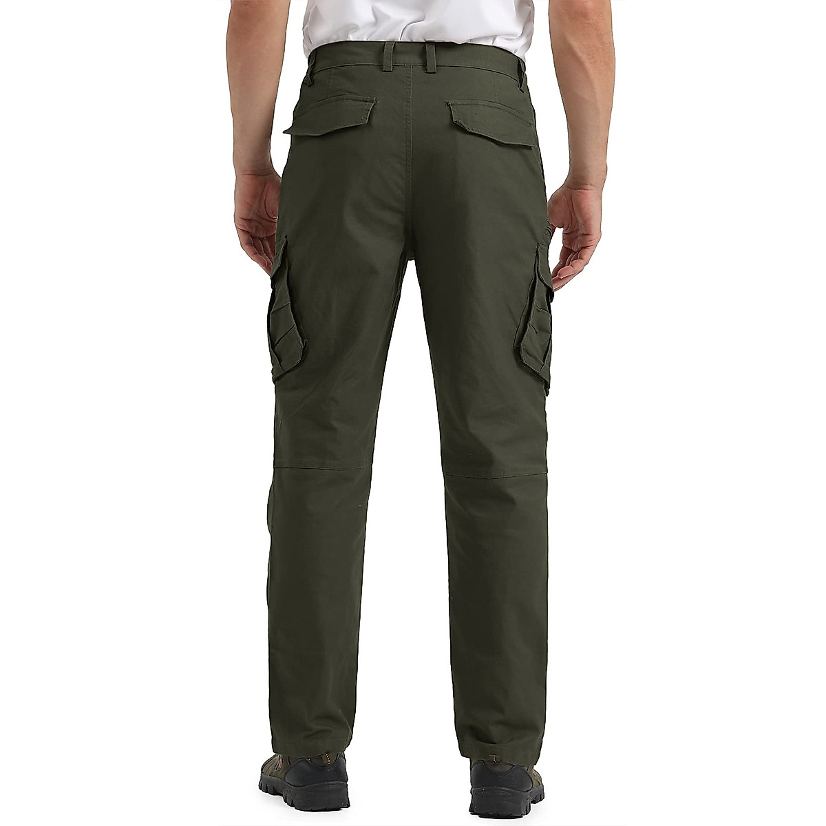 CRYSULLY Men's Cotton Tactical Trousers Outdoor Combat Hunting Safari Pants Army Green