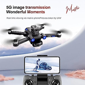 RHOOTZ GPS Drone with HD ESC Camera for Adults, Foldable RC Quadcopter Brushless Obstacle Avoidance UAV for Beginners Kids with Follow Me, Optical Flow,Headless Mode, Altitude Hold