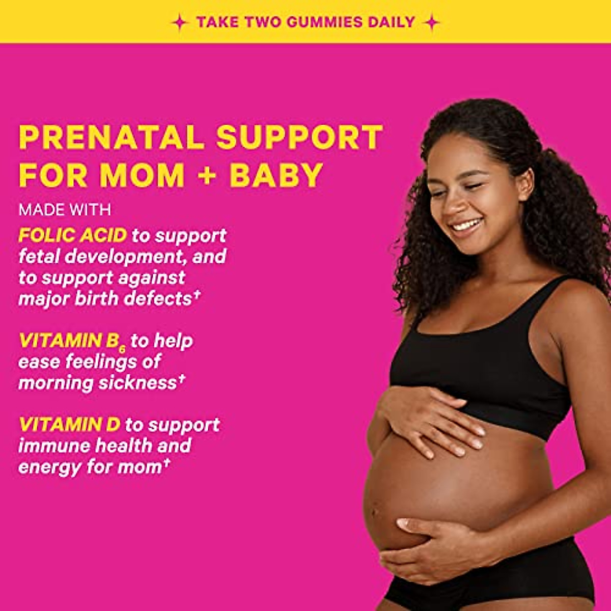 Pink Stork Total Prenatal Vitamin Gummies: Folic Acid, Vitamin D, B6 & More - Gummy Prenatal Vitamins for Women - Pregnancy Must Haves, Morning Sickness Relief, Women-Owned, 60 Raspberry Gummies