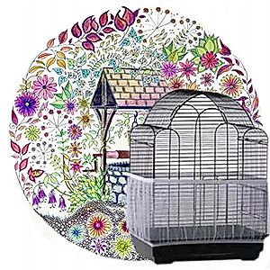 TOPINCN Bird Cage Cover, Ventilated Nylon Bird Cage Cover Shell Skirt Seed Feather Catcher Soft Skirt Guard Birdcage Nylon Mesh Netting Pet Products (Blue)