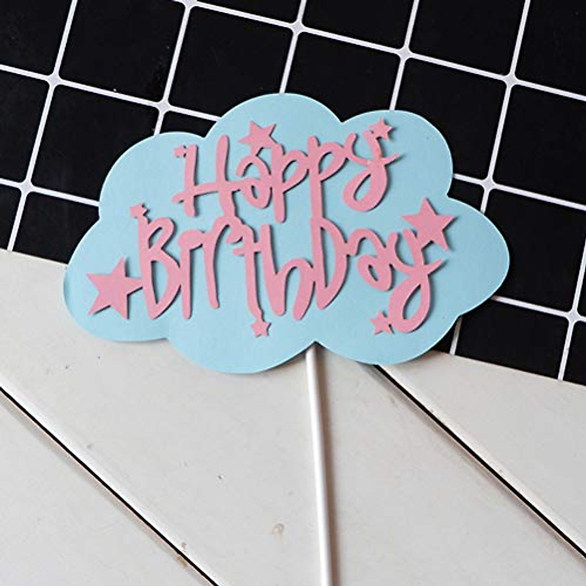 Amosfun Blue Paper Cake Toppers Cloud Design Cake Picks Birthday Cupcake Decoration Party Dessert Fruit Insert Favor for Party Cake Decortion