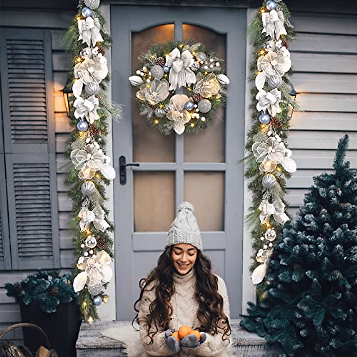 Vofuly prelit Christmas Wreath for Front Door,