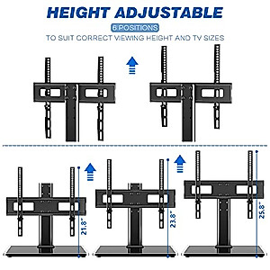 Rfiver Universal Table Top TV Stand TV Base Replacement for Most 27 30 32 39 40 42 43 49 50 55 60 Inch LCD LED Plasma Flat Screen TVs, Vesa Mount Holds up to 88 lbs, Height Adjustable