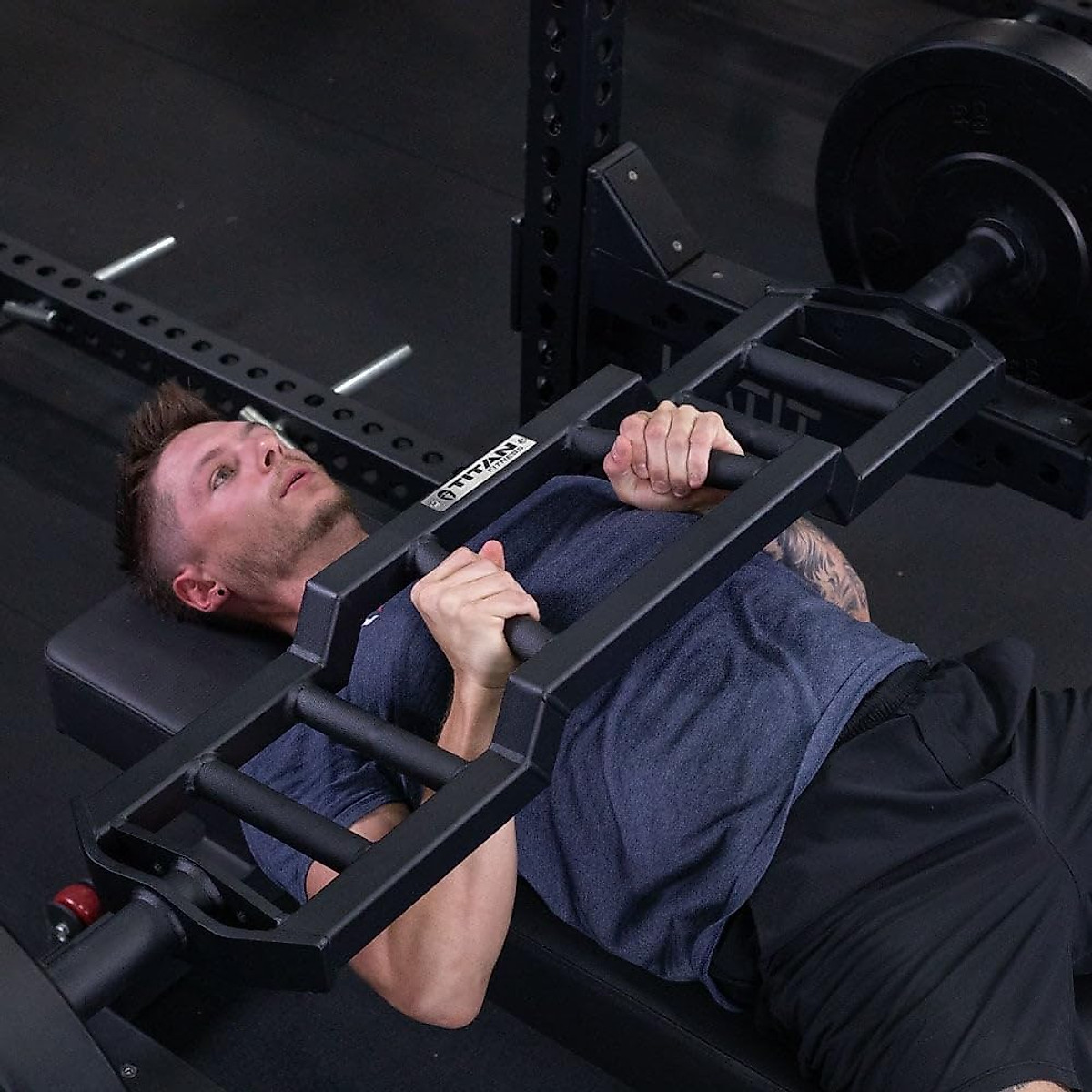 Titan Fitness Rackable Multi-Grip Camber Olympic Barbell, Rated 1,000 LB, Angled & Neutral Grip Football Barbell