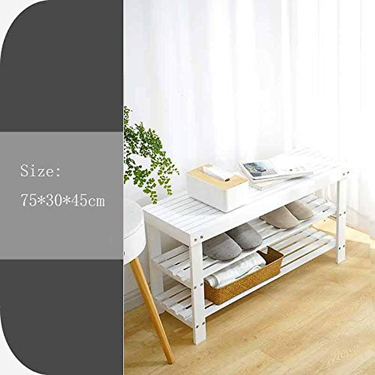 ZXZAX White Shoe Bench Home Minimalist Porch Door Can Sit Shoe Cabinet Simple Solid Wood Shoes Bench Shoe Rack