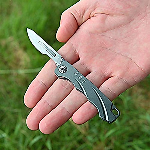 SZHOWORLD Mini EDC Pocket Knife,Aluminium Alloy Handle Carbon Steel Blade Folding Knife with 10 Extra Replaceable Blades,Portable Lightweight and Compact (Grey)