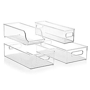 InterDesign Stackable Kitchen Storage Organizer Bins for Fridge, Freezer, Pantry and Cabinet Organization 4 Piece
