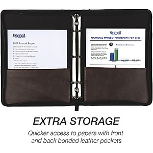 Samsill Vintage Hardback Mini 3 Ring Zipper Binder, Professional Binder Organizer, Planner, 1 Inch Capacity, Faux Leather, 5.5 x 8.5 Inch Documents, Brown