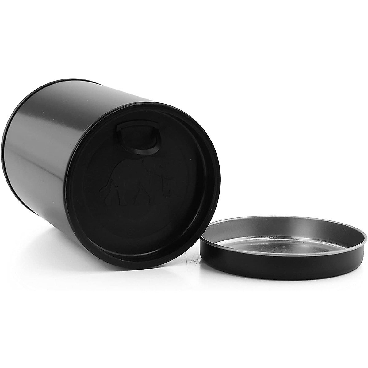 Double Seal Tea Canisters (6-Pack); Black Metal Round Tea Tins w/ Interior Molded Plastic Seal
