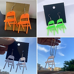 Chair Earrings Acrylic Folding Chair Earrings Chair Movement Earrings Fun Chair Dangle Drop Earrings For Women (White)
