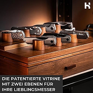 Pocket Knife Display Case – Pocket Knife Case – Knife Cases For Collections – Two-Tier Knife Holder And Knife Display Stand – Pocket Knife Storage Knife Collection Storage Box – The Armory – Walnut