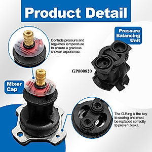 GP876851 Mixer Cap and Pressure-Balancing Unit Kit,Compatible with Kohler Shower Valves K-304 and K-11748 Platforms Include GP800820 and GP77759,Black