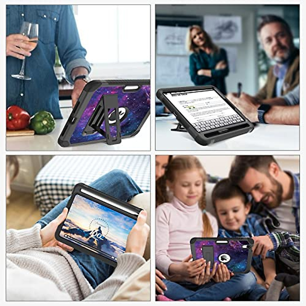 BENTOBEN iPad Mini 6 Case, Slim Space Galaxy Design 3 Layers Heavy Duty Rugged Shockproof Kickstand Protective Tablet Cover Case for iPad Mini 6th Generation 8.3 Inch 2021, Purple