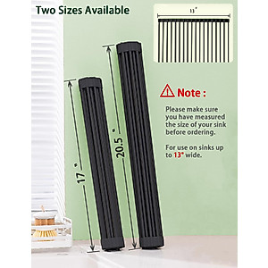 VICEAXY Roll-Up Dish Drying Rack 17” x 13”, Stainless Steel with Silicone Wrapped Drainer Rack, Foldable Sink Rack Mat for Kitchen Dishes, Cups, Fruits, Vegetables (M, Black)