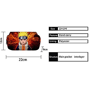 HANDAFA Anime Ninja Pencil Case Manga Cosplay Hokage Pencil Pouch Holder(Fire Naruto)