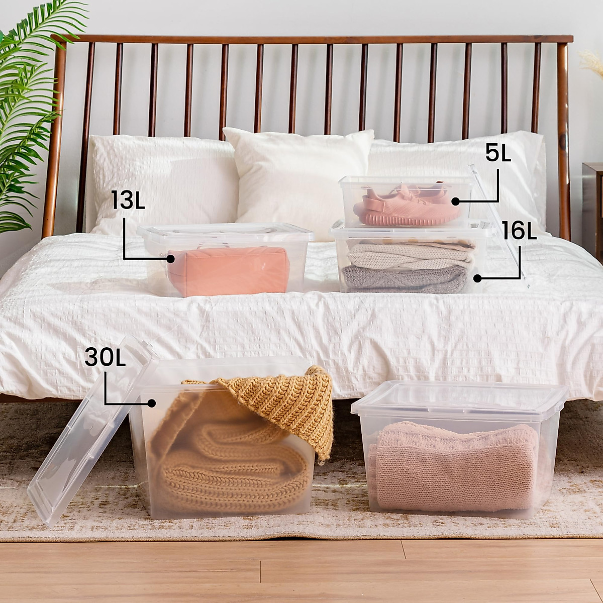 IRIS USA 5.9 Qt. Plastic Storage Container Bin with Latching Lid, Stackable Nestable Shoe Box Tote Shoebox Closet Organization School Art Supplies - Clear, 20 Pack