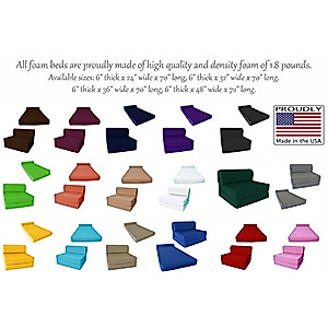 D&D Futon Furniture Multi Colors Stripes Sleeper Chair Folding Foam Bed Sized 70 x 32 x 6, Studio Guest Foldable Chair Beds, Foam Sofa, Couch, High Density Foam 1.8 Pounds.