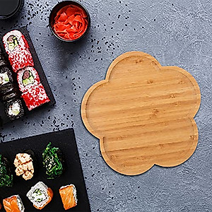 Hemoton Wood Serving Tray Flower Shaped Dessert Plate Food Tray Dinner Plate Serving Platter Appetizer Plates for Steak Fish Seafood Cooking Baking Yellow
