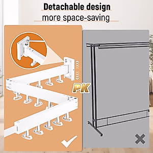 Yhaofu Clothes Drying Rack, Upgraded Dual-Directional Hooks Wall Mounted Clothes Drying Rack – Tri-Fold Retractable & Collapsible Laundry Hanger, Adjustable White Clothes Rack for Home & Apartment