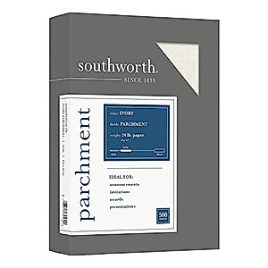 Southworth Parchment Paper, 8.5" x 11", 24 lb/90 gsm, Ivory, 500 sheets - Packaging May Vary (984C)