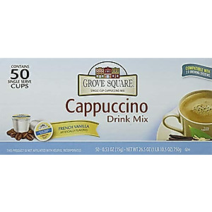 Grove Square Cappuccino Pods, French Vanilla, Single Serve, 50 Count (Pack of 1) - Packaging May Vary