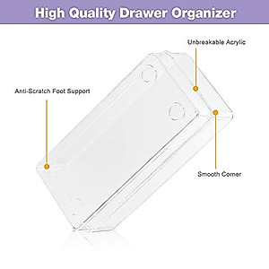 Puricon [10 Pcs] Desk Drawer Organizers, Plastic Clear Organizing Bins, Bathroom Organizers Storage Container Vanity Tray for Makeup Dresser Toilet Kitchen Office