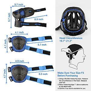 Besmall Kids Helmet Protective Gear Set, Child Ages 3-7 Cycling Adjustable Helmet Safety Pads Set for Boys Girls Roller Skateboard Bicycle Blue （Helmet + 2 Knee + 2 Elbow Pads + 2 Wrist Guards）
