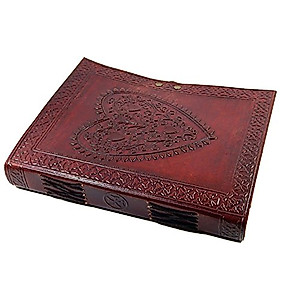 Leather Journal for Women - Unlined 5x7 Notebook for Writing with Lock – Cute Small Travel Journals with Embossed Heart Cover for Daily Drawing, Journaling – Valentines Wedding Gifts for Womens