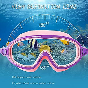 EWPJDK Kids Goggles Anti-Fog 2 Pack Swimming Goggles for kids 6-14 No Leaking Kids Swim Goggles Anti-UV Waterproof (Purple & Pink)