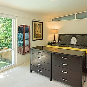 Keystone Basics Blanket Rack - Holder for Wall 12 inch L x W 36 H Mounted Bamboo Shelf/Universal and Quilt Blankets Towels Quilts, Brown