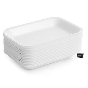 Bits N Things White Foam Meat Trays | Disposable Standard Supermarket Meat Poultry Frozen Food Tray | Arts & Crafts | 50 Count