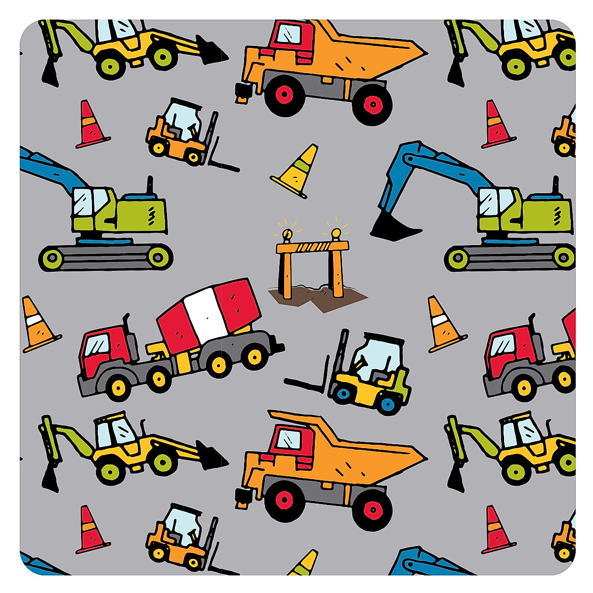 BapronBaby Construction Zone Splash Mat - Waterproof Catch-All for Under High Chairs, Floors, Tables, Playtime or Arts & Crafts - Machine Washable - 45" x 45”