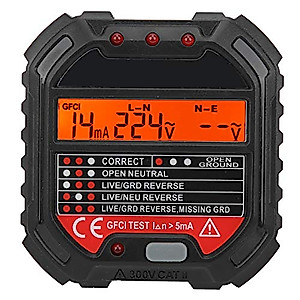 HT107B Socket Tester, US 90-250V Plug Breaker Finder with LCD Display Frequency Test Electric Circuit Detector