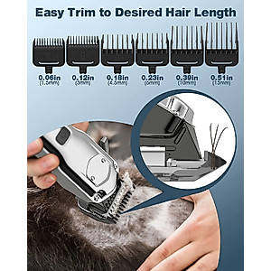 oneisall Dog Clippers for Grooming for Thick Heavy Coats/Low Noise Dog Grooming Kit/Rechargeable Cordless Pet Shaver with Stainless Steel Blade/Waterproof Dog Shaver for Dogs Pets and Animals Sliver