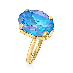 Ross-Simons Italian Blue Swarovski Crystal Ring in 18kt Gold Over Sterling. Size 6