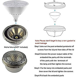 XIUBE 12V 36W LED Pool Bulb Ocean Blue Light, 4200lm 6500K Endless Dark Blue Color E26 Base Replacement for Incandescent Bulbs in Swimming Pool Light