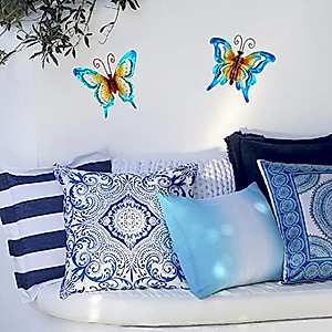 Metal Butterfly Wall Decor, Set of 6 Inspirational Wall Art, Indoor Outdoor Hanging Ornaments for Garden Yard Fence Bathroom Bedroom (6.5" Length)