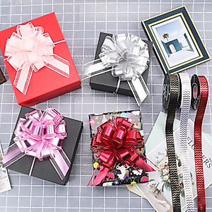 12 Pieces Black Pull Bow Wrapping Pull Bow Ribbon Pull Bows for Wedding Baskets,6 Inches Diameter Gift Bows, Large Bows for Presents.