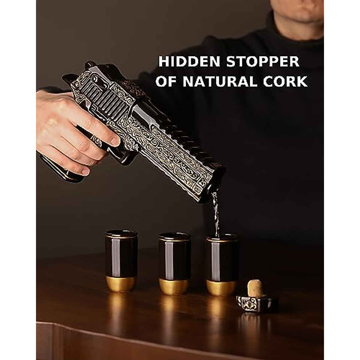 Ceramic Decanter Set 500Ml With Shot Glasses - Regalos Para Hombre - Tequila Liquor Whiskey Anniversary Bottle for Men - Alcohol Bar Decor For Home - Unique Dad Birthday Gift Ideas from Daughter Son