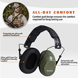 HUARUI Noise Canceling Ear Muffs, Shooting Ear Muffs,Shooters Ear Protection (Green)