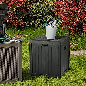YITAHOME 51 Gallon Medium Deck Box,Outdoor Storage Container for Patio Cushions,Pool Supplies,Garden Tools,Weather,Resistant,Resin (Black)