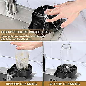 Vista Glass Rinser for Kitchen Sink Cup Washer Glass Washer Sink Attachment Kitchen Accessories for Cup Rinser Kitchen, Bar - Black