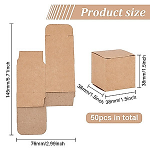 BENECREAT 50PCS Gift Boxes Brown Paper Boxes Party Favor Boxes 1.5x1.5x1.5 Inches with Lids for Gift Wrapping, Wedding Party Favors, Mother's Day Festival Gift Packaging